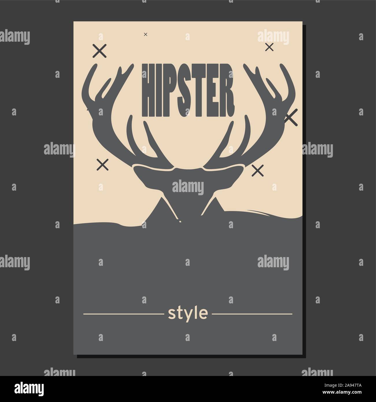 Hipster poster with a reindeer - Vector illustration Stock Vector Image ...