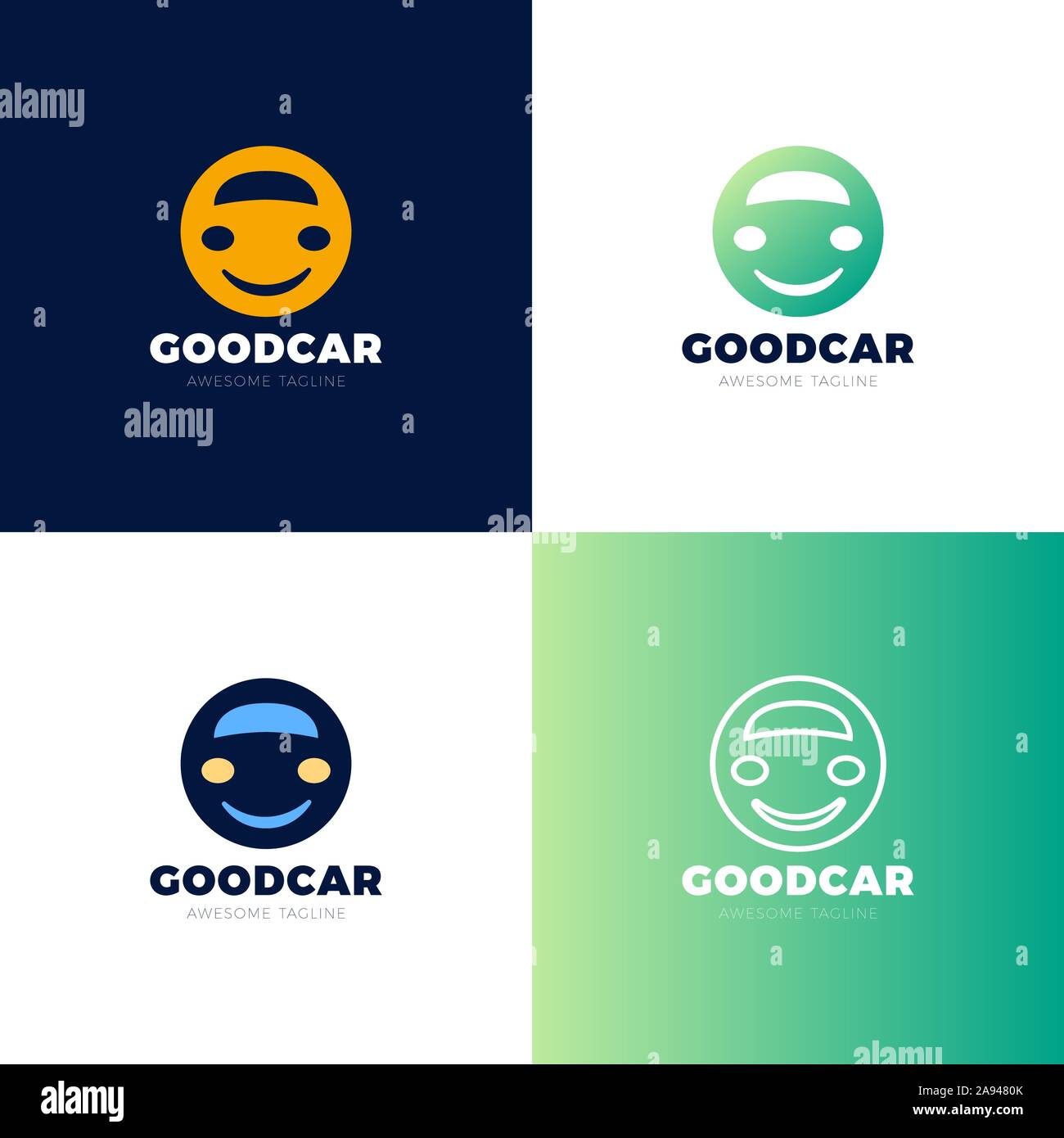 Smile car vector logo design template. Car face in circle. Funny ...