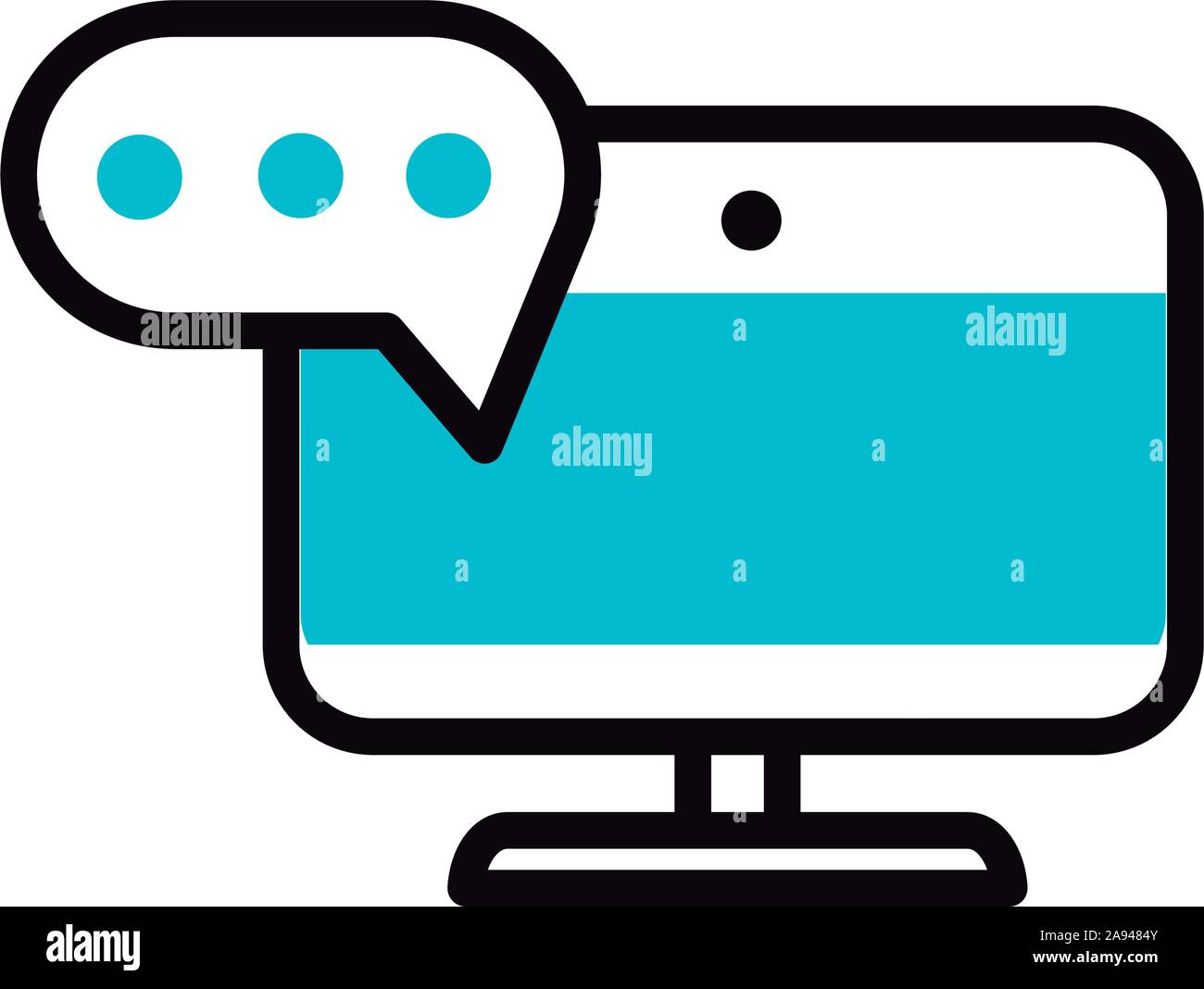 computer message bubble social media icon line and fill vector ...