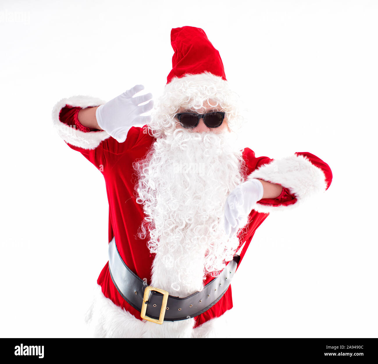 Happy Santa Claus isolated on white background Stock Photo - Alamy