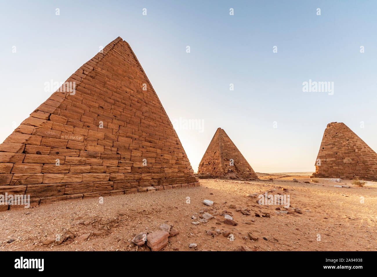 Field of Kushite royal pyramids, Mount Jebel Barkal; Karima, Northern ...