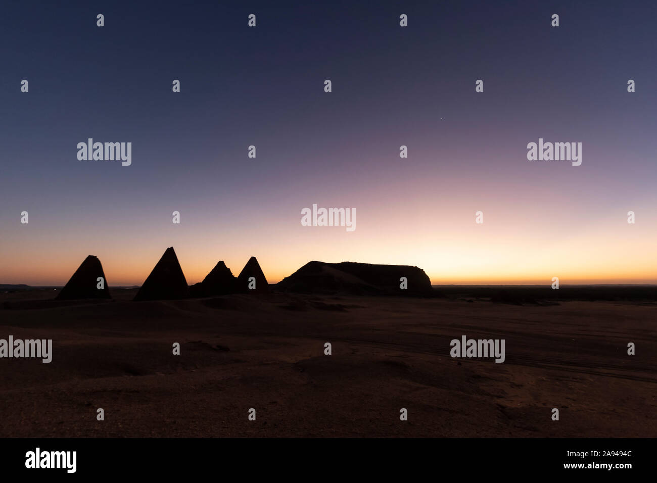Field of Kushite royal pyramids, Mount Jebel Barkal; Karima, Northern ...