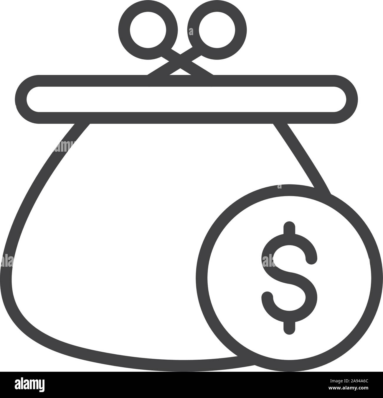 purse and coin finance bank money icon thick line vector illustration ...