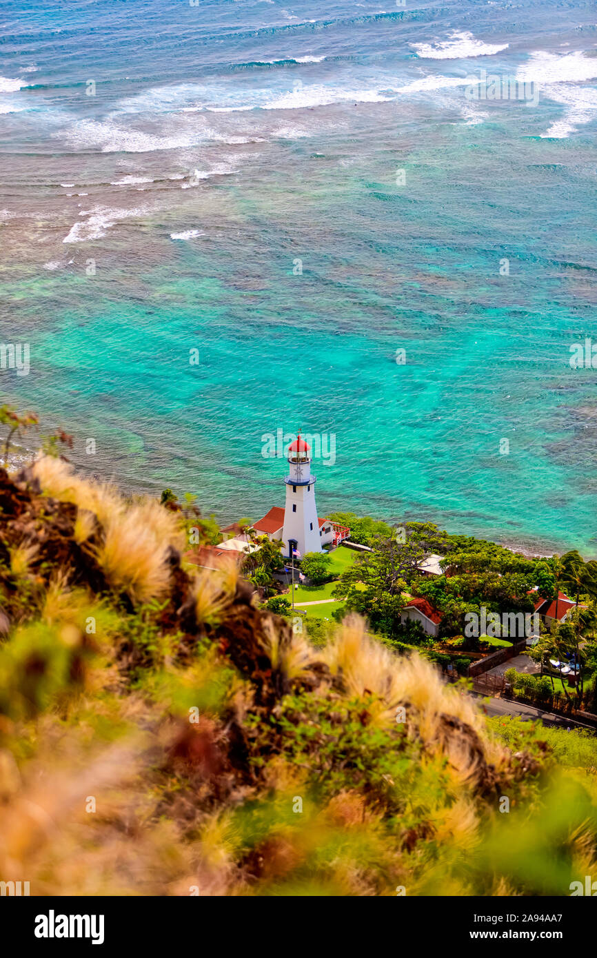 Lighthouse along the coast of Oahu; Oahu, Hawaii, United States of ...