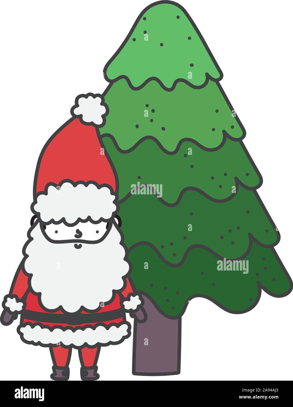 cute santa claus with tree merry christmas vector illustration Stock ...
