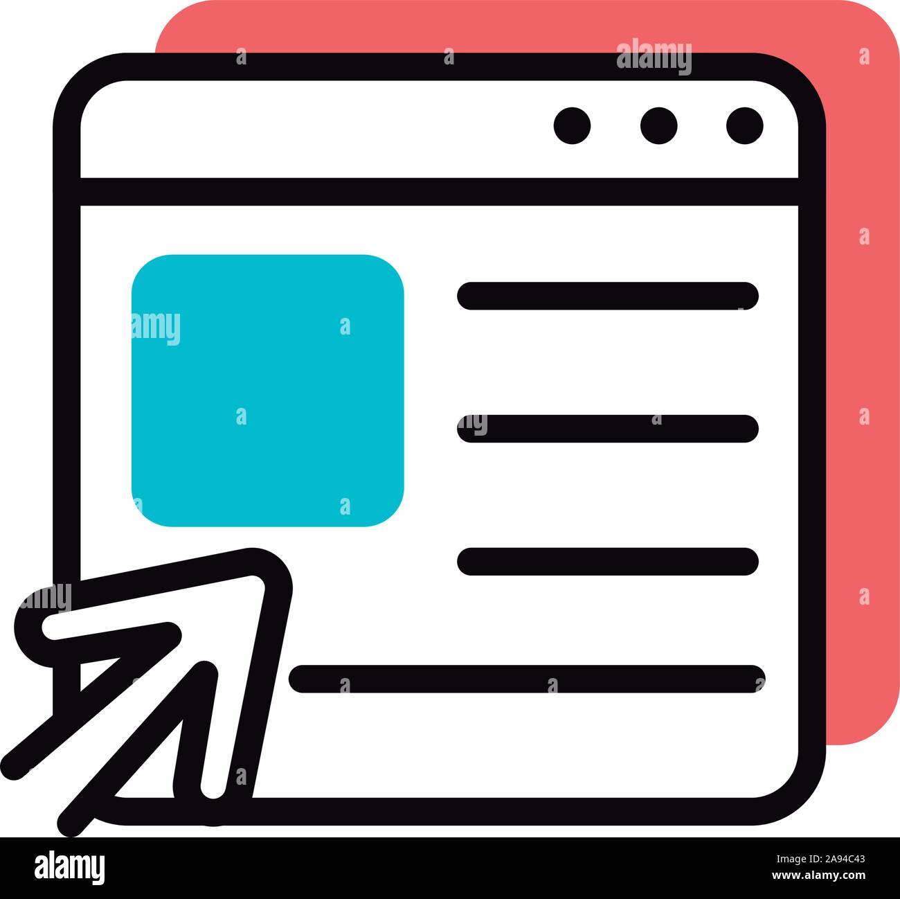 website click social media icon line and fill vector illustration Stock ...