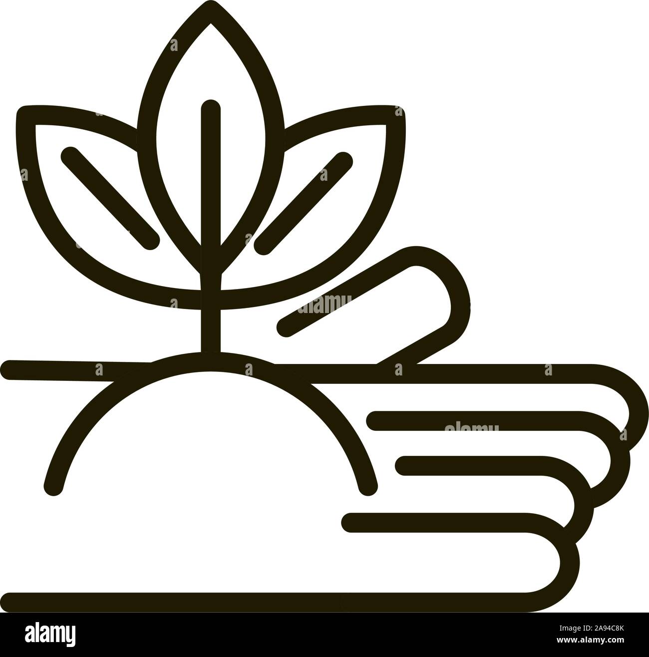 hand with plant rural agriculture thick line vector illustration Stock ...