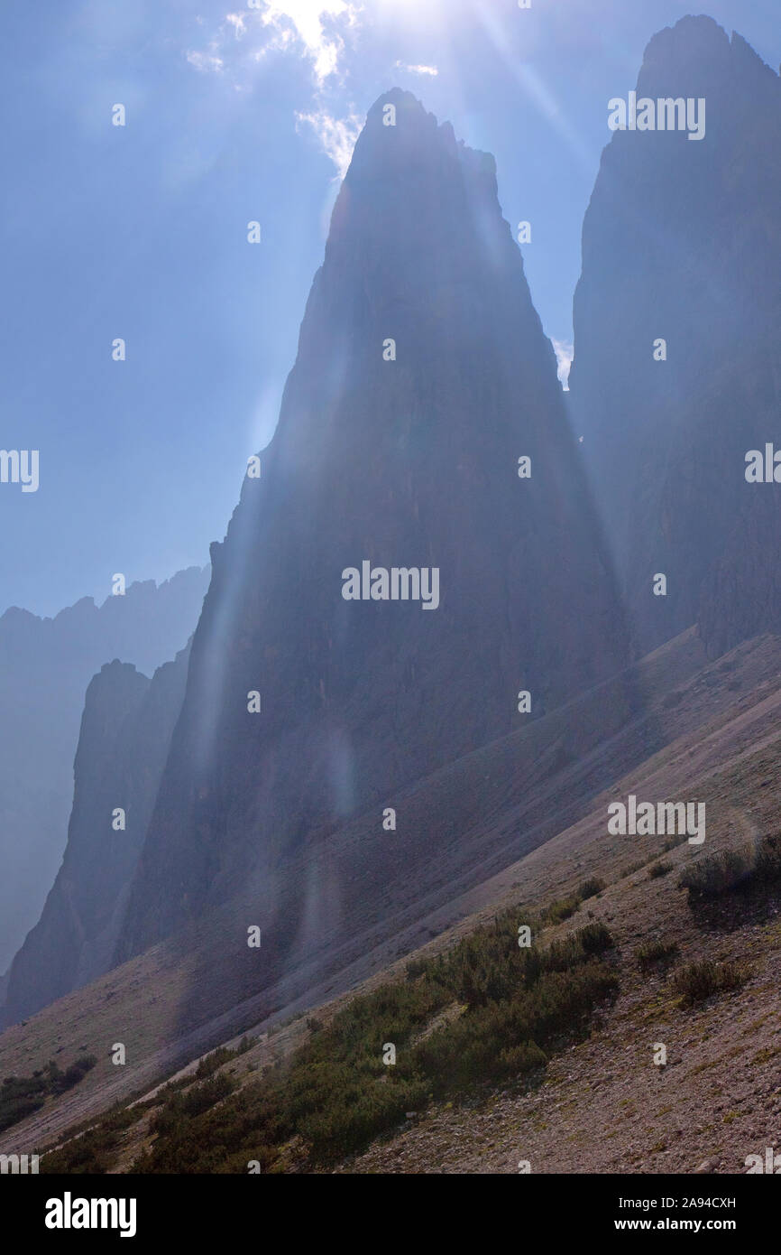 A tower on Cima Una in the Dolomites Stock Photo - Alamy