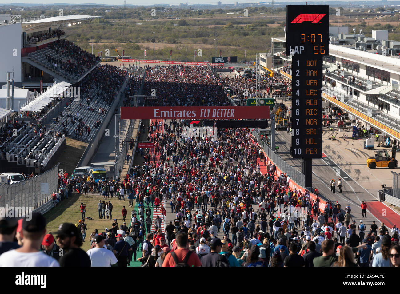 Fans on the main straightaway after the United States Grand Prix ...
