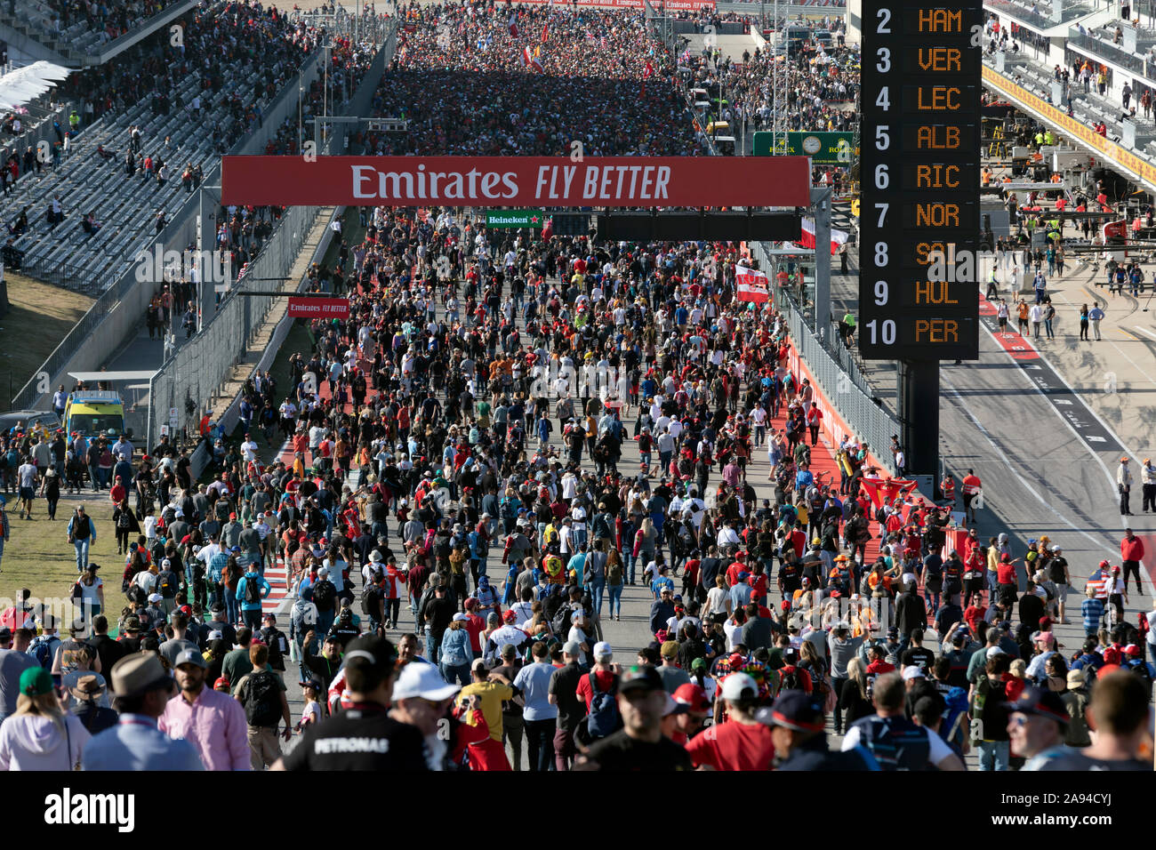 Fans on the main straightaway after the United States Grand Prix ...