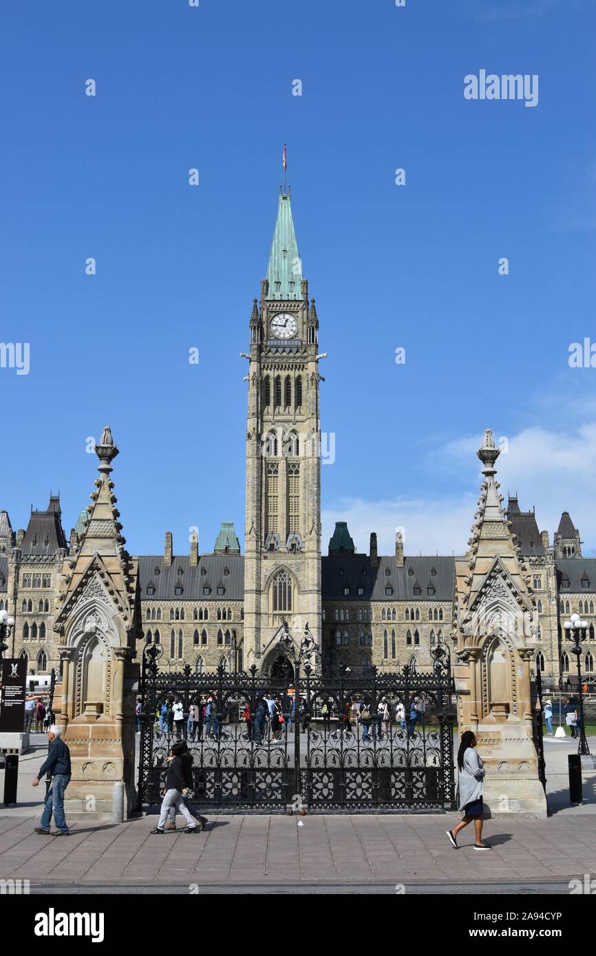 The Canadian Parliament Centre Block and the iconic Peace Tower atop ...