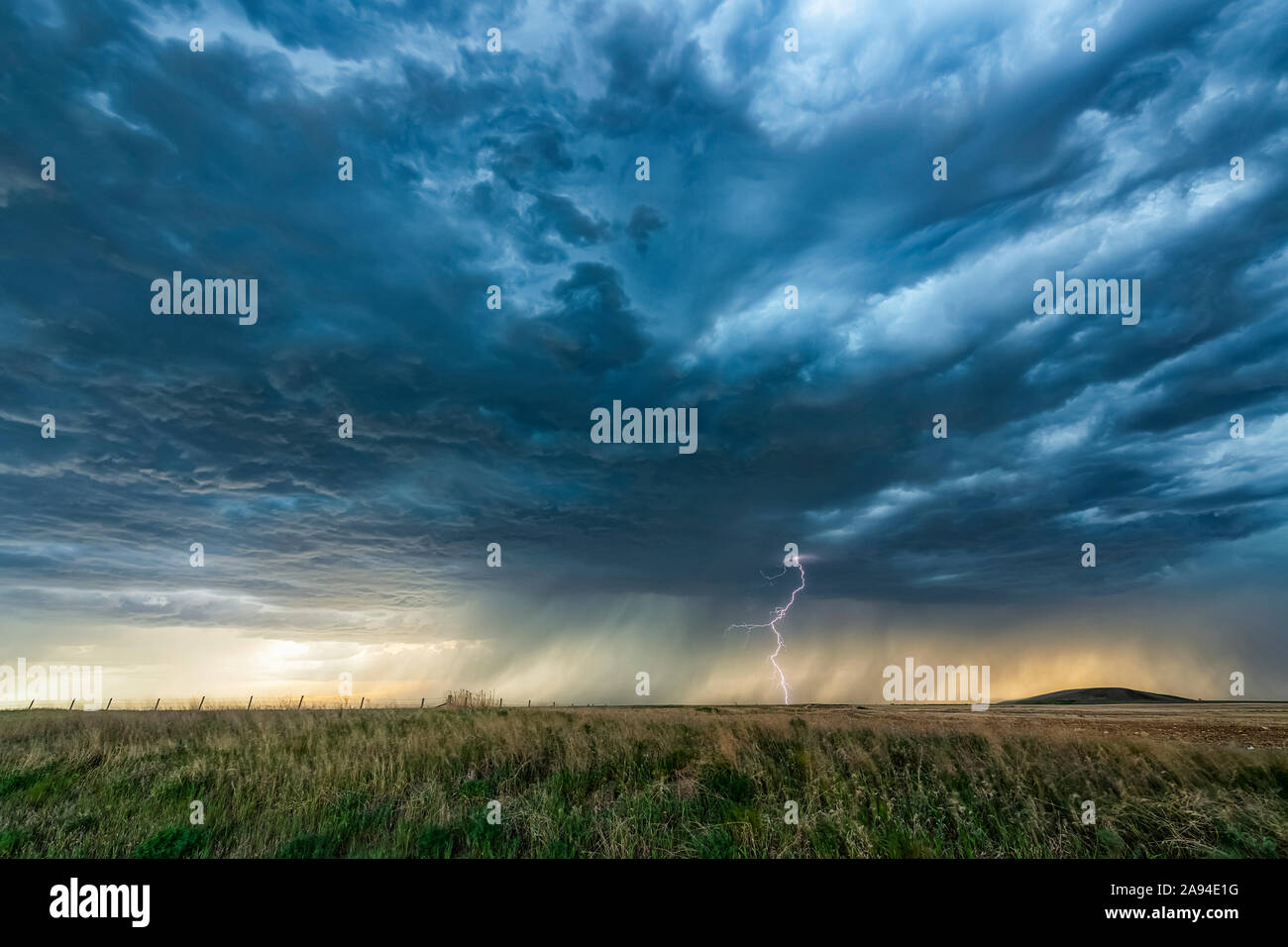 Lightning strike on the horizon during an electrical storm on the ...