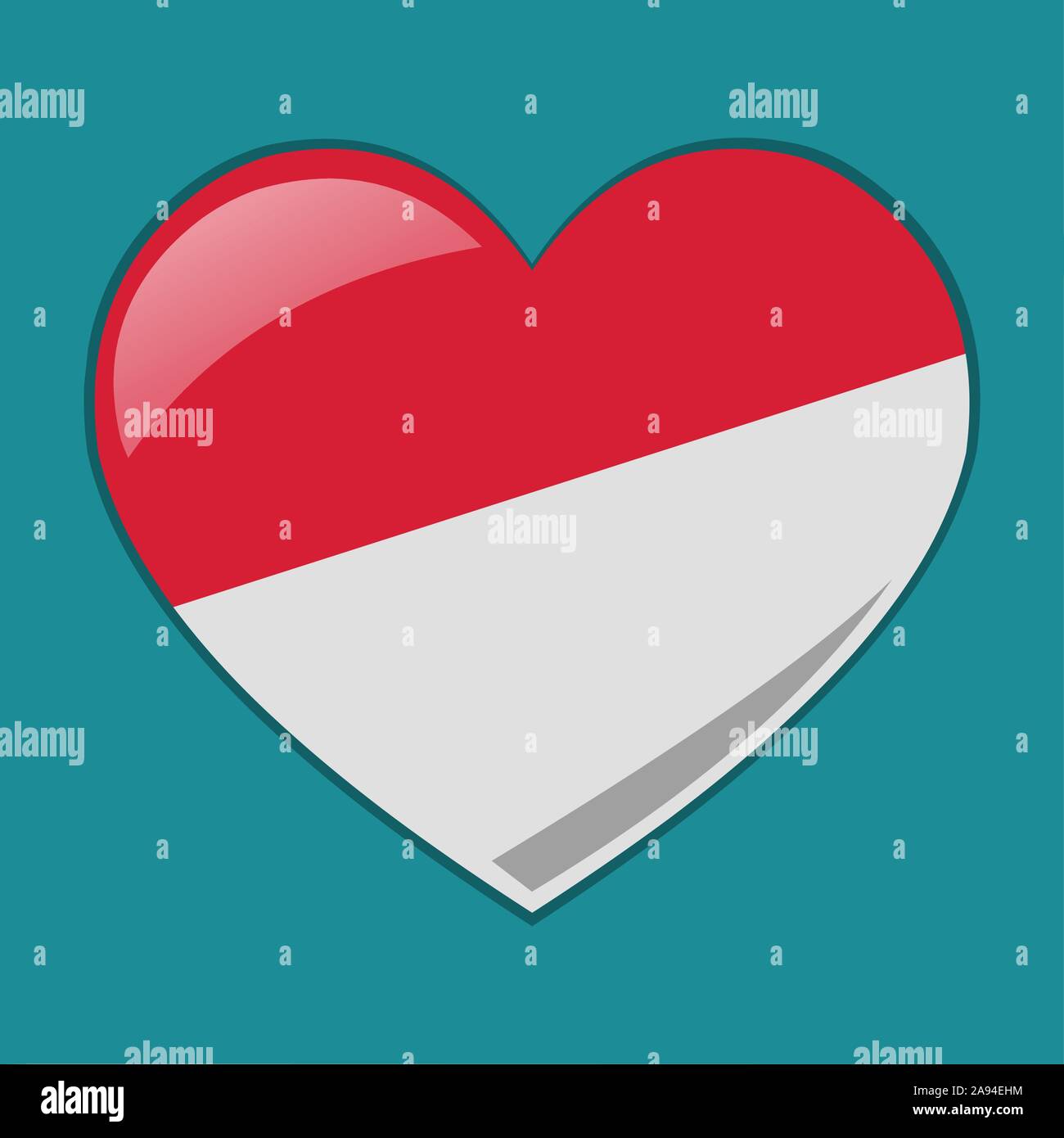 heart with indonesian or monaco flag vector symbol illustration Stock ...