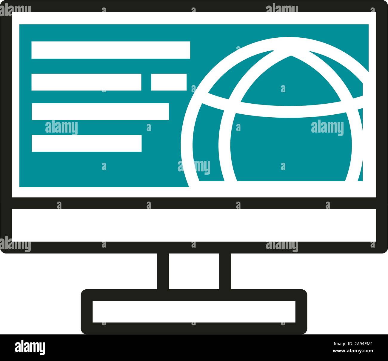 computer world web development icon vector illustration line and fill ...