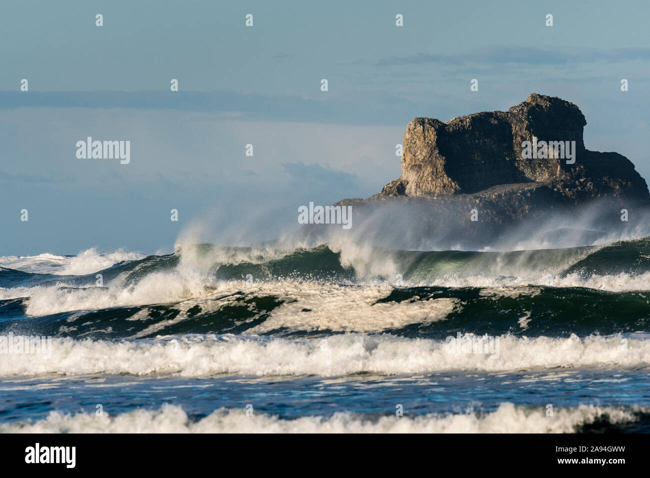 Castle Rock is a prominent landmark near Arch Cape on the Oregon Coast ...