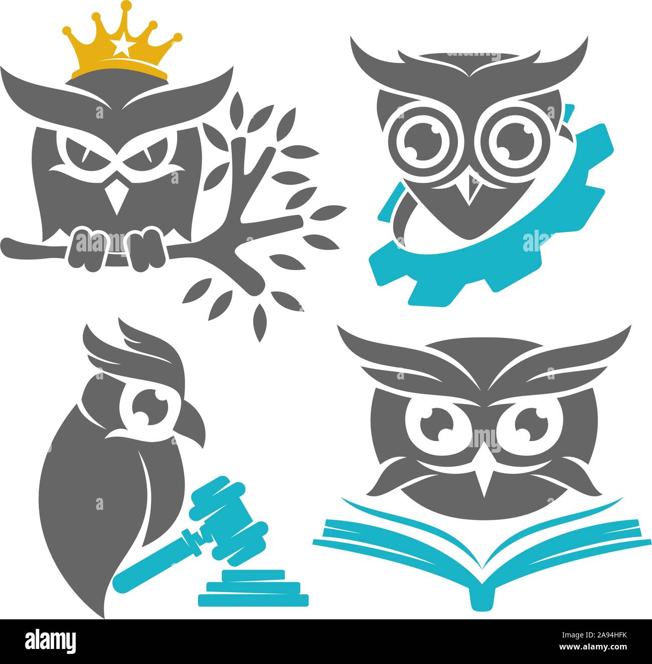 Owl Logo Design Vector Template Set Stock Vector Image & Art - Alamy