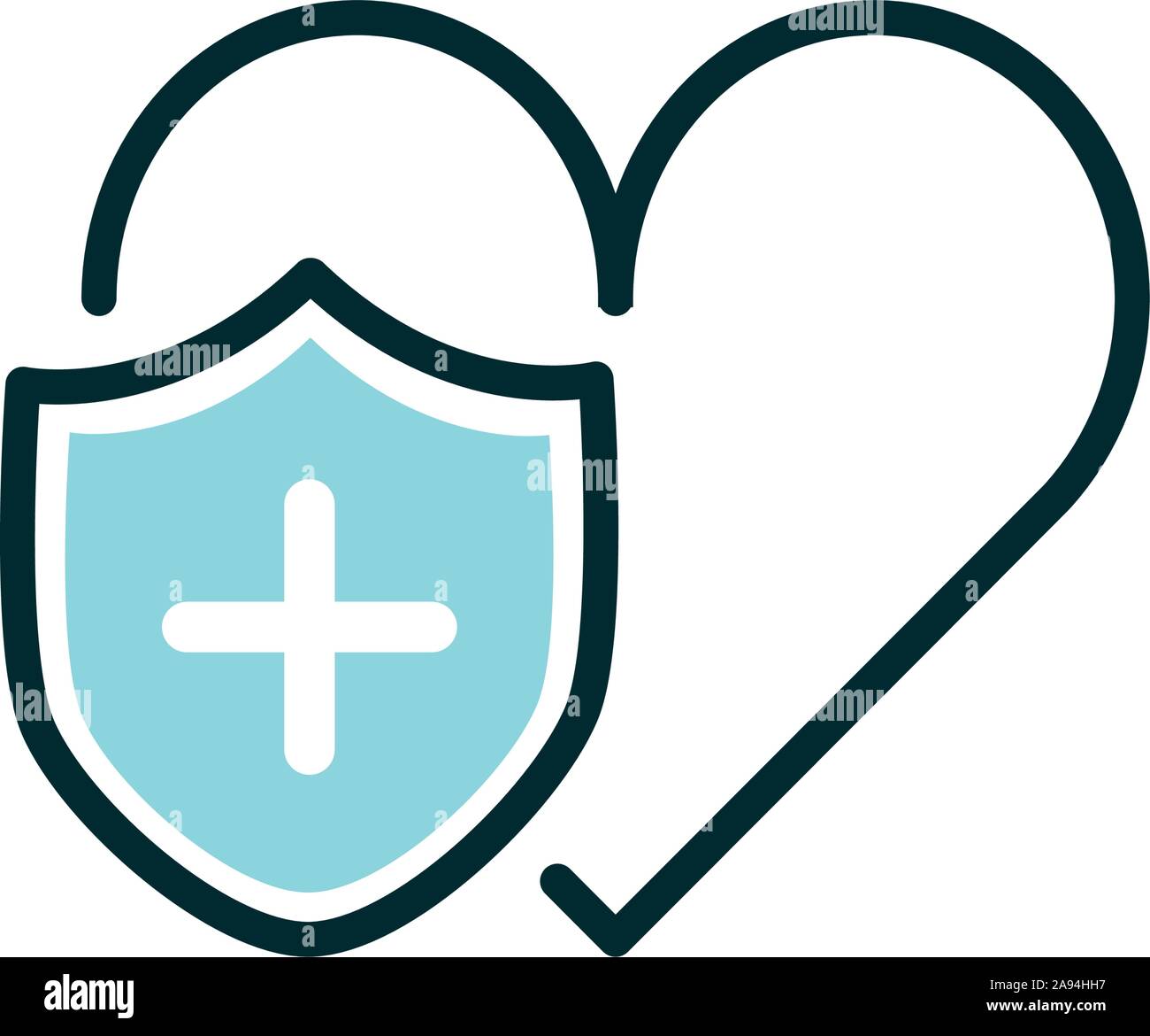 heart shield protection medical icon line fill vector illustration ...