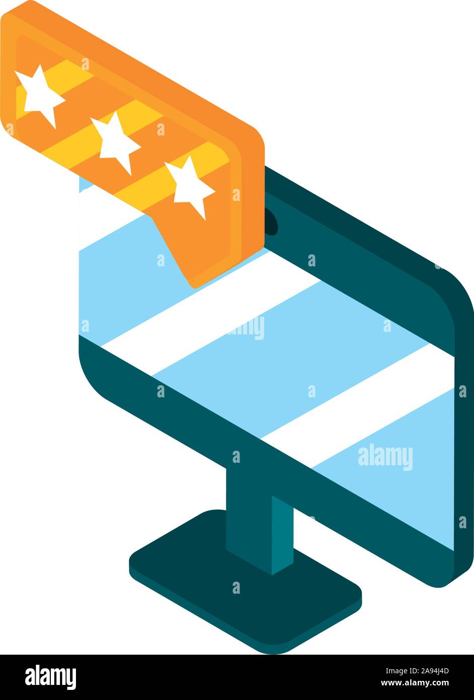 computer rating stars social media isometric icon vector illustration ...