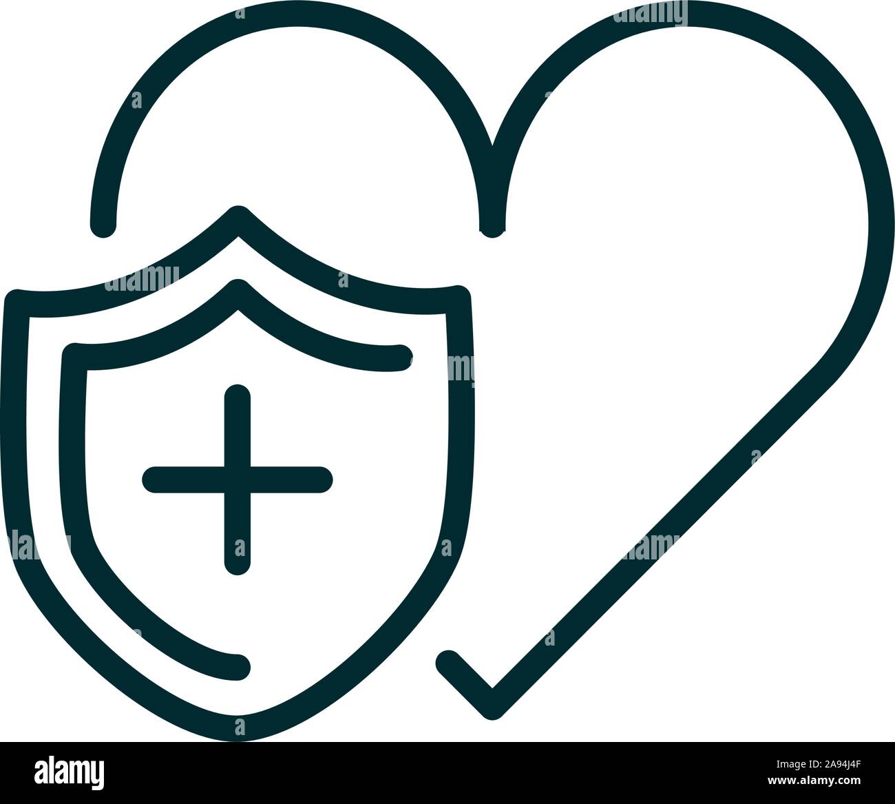 heart shield protection medical icon line vector illustration Stock ...