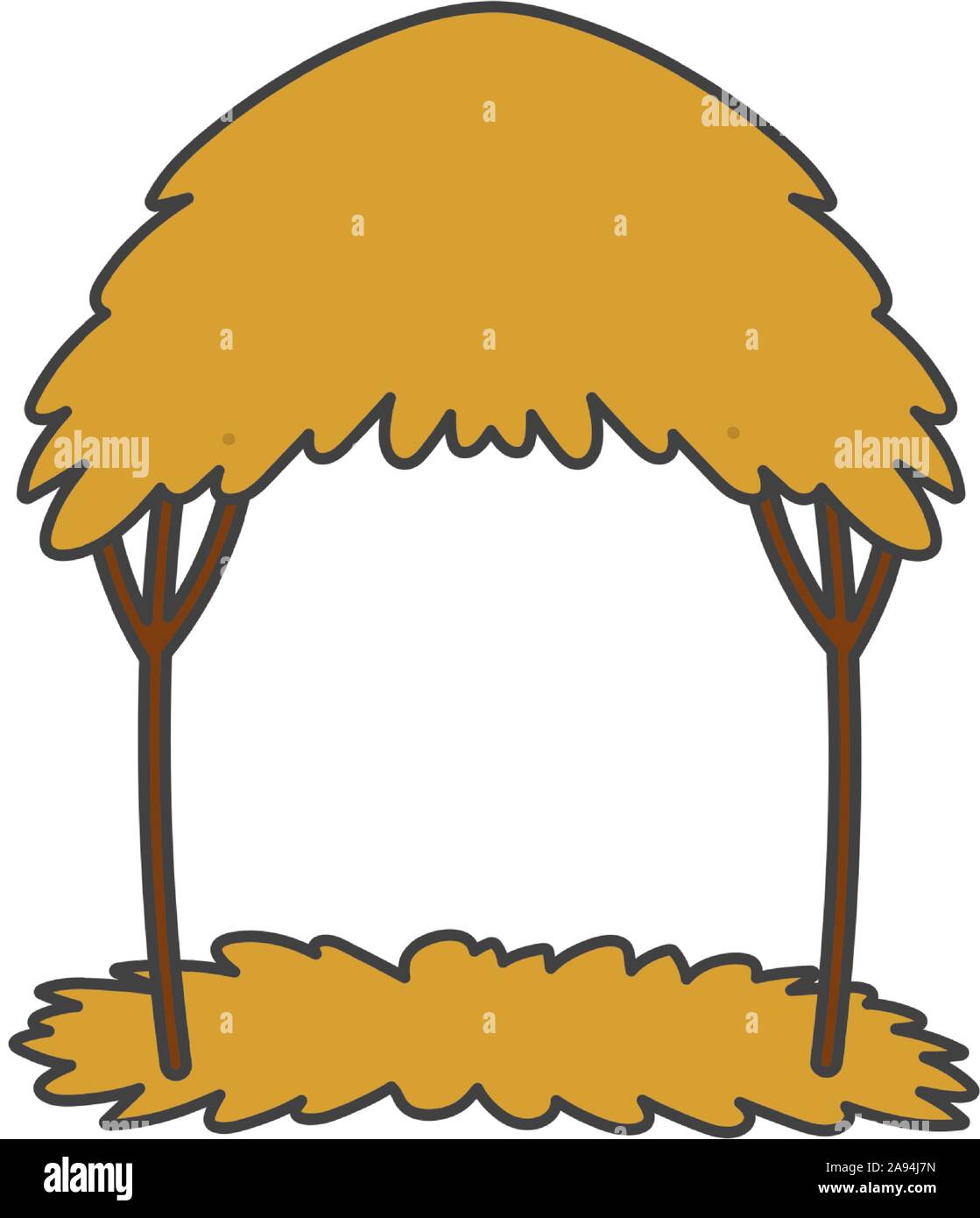 rustic hut branches leaves grass nature vector illustration Stock ...