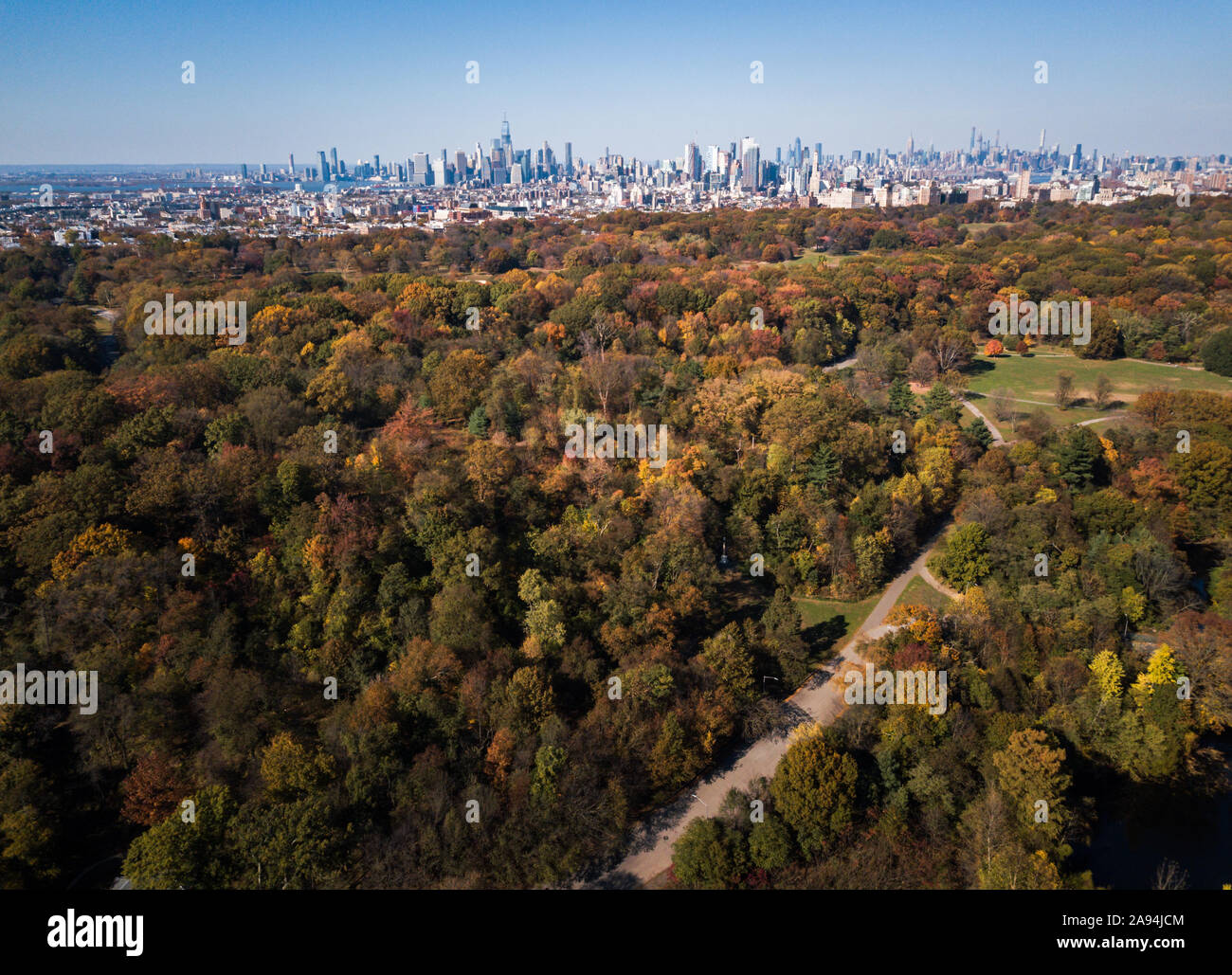 Aerial photo of Prospect park in Brooklyn during autumn Stock Photo - Alamy