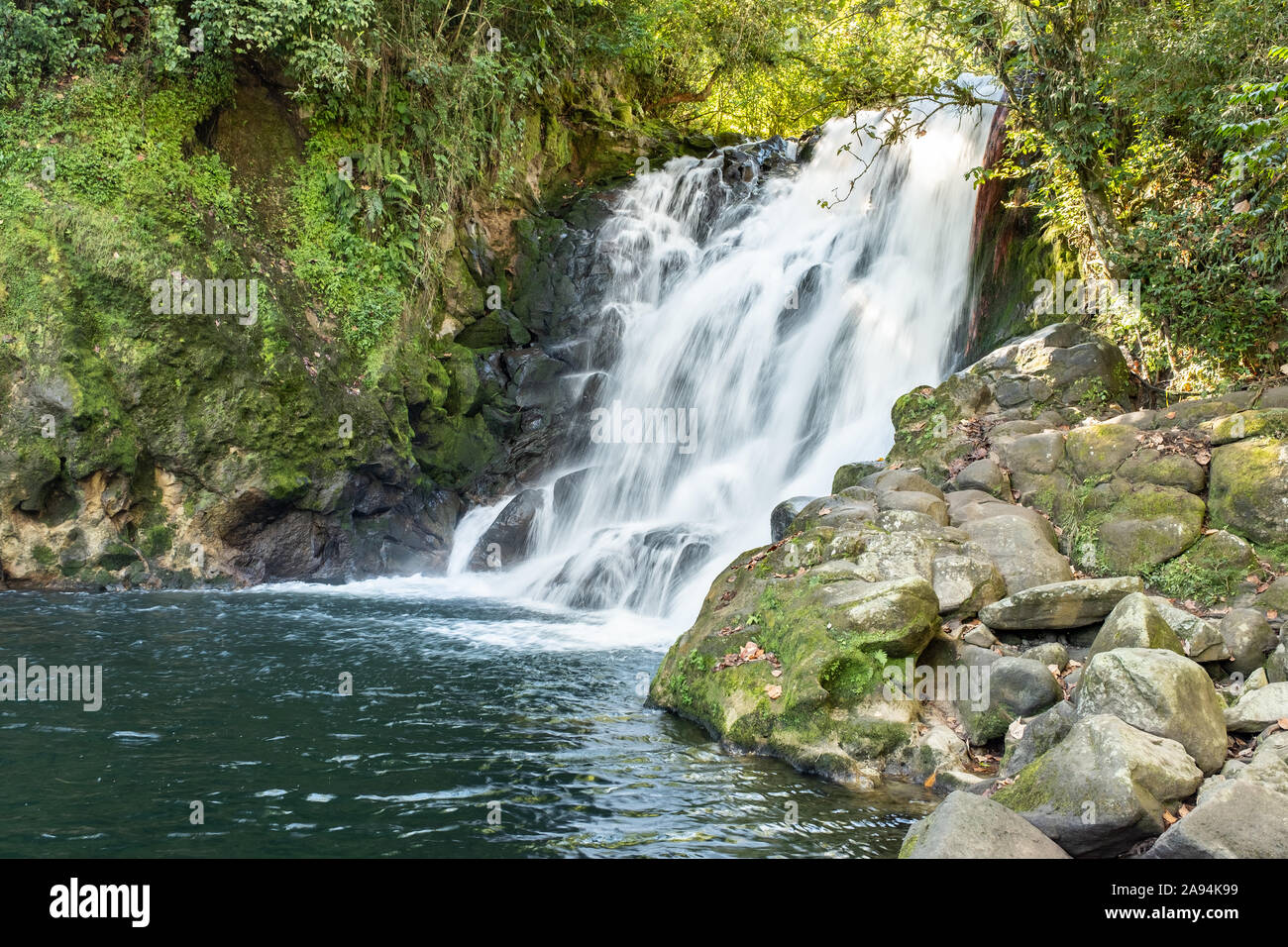 The upper Cascada de Texolo waterfall near Xico, Veracruz, Mexico. The ...