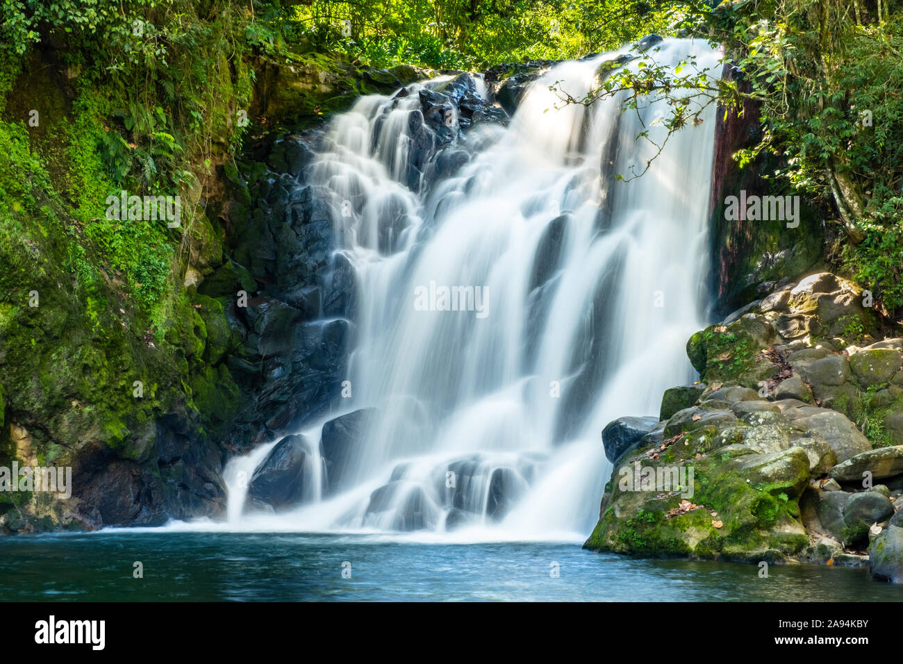 The upper Cascada de Texolo waterfall near Xico, Veracruz, Mexico. The ...