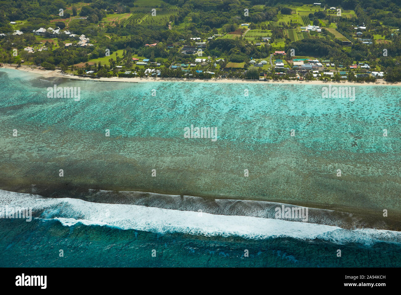 Vaimaanga Tapere, Rarotonga, Cook Islands, South Pacific - aerial Stock ...