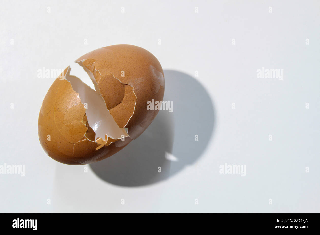 Empty broken eggshell on the white background picture Stock Photo - Alamy