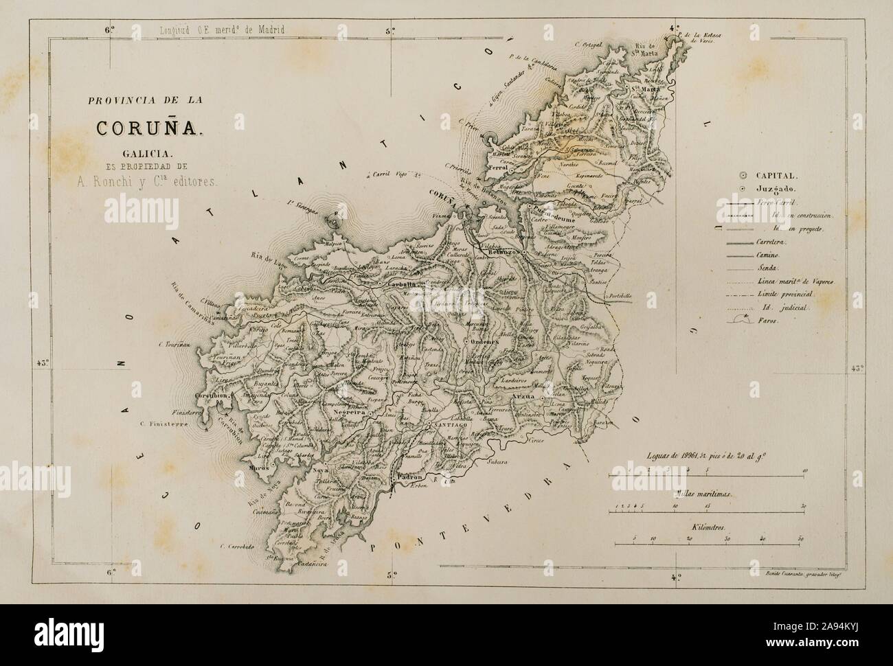 España. Galicia. Mapa de la provincia de La Coruña. Crónica General de ...