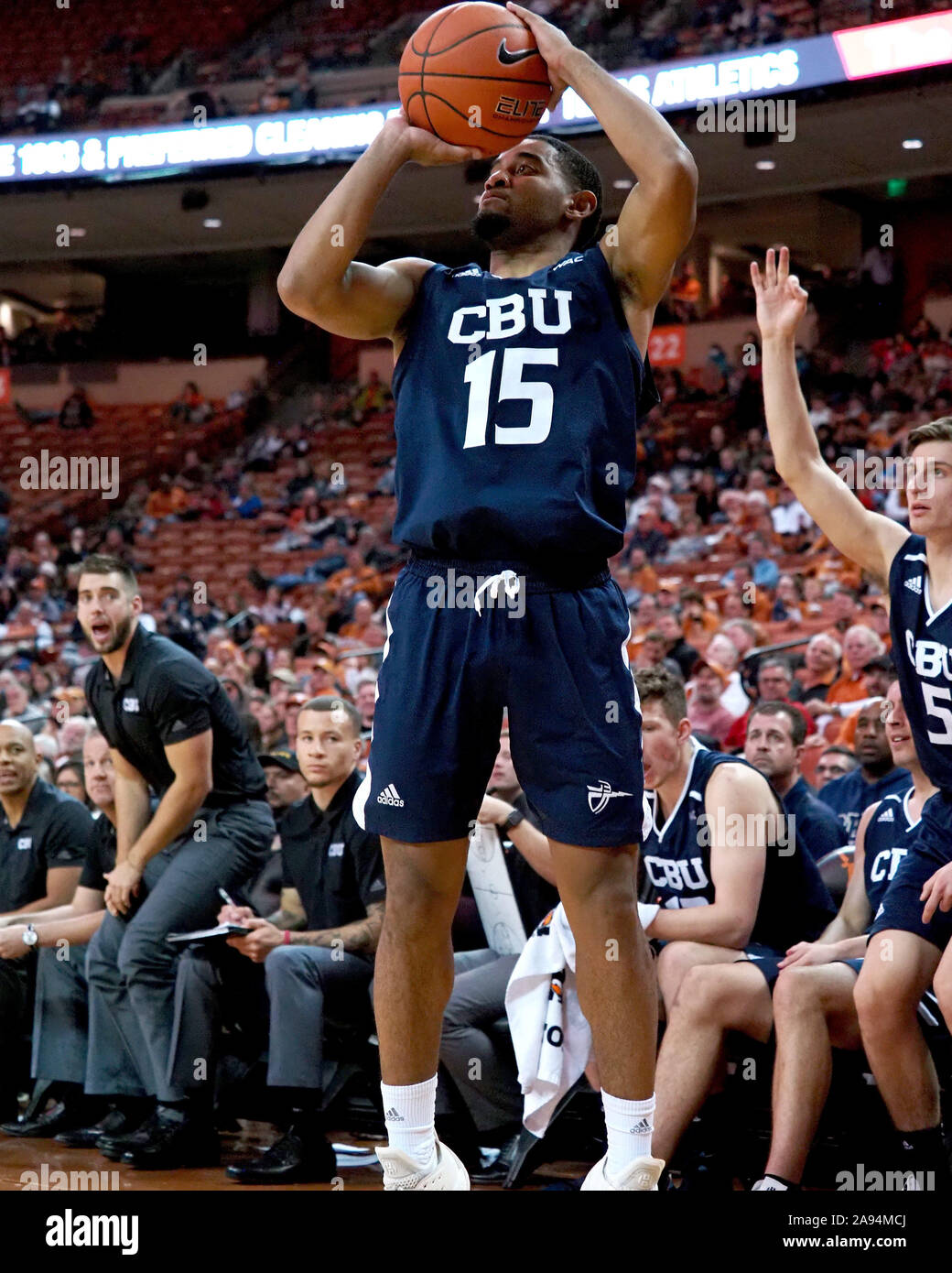Texas, USA. 12th Nov, 2019. Brandon Boyd #15 of the California Baptist ...