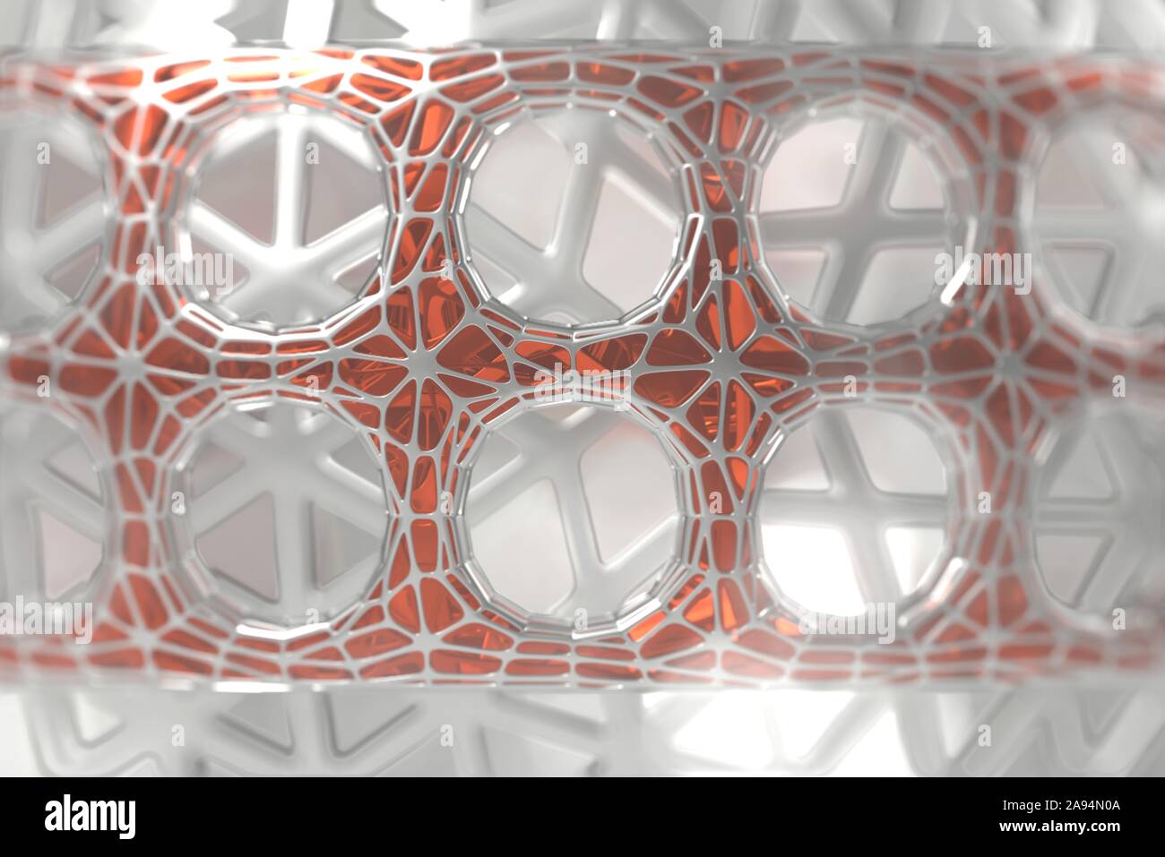 Abstract 3d rendering concept of high poly architecture with steel and ...