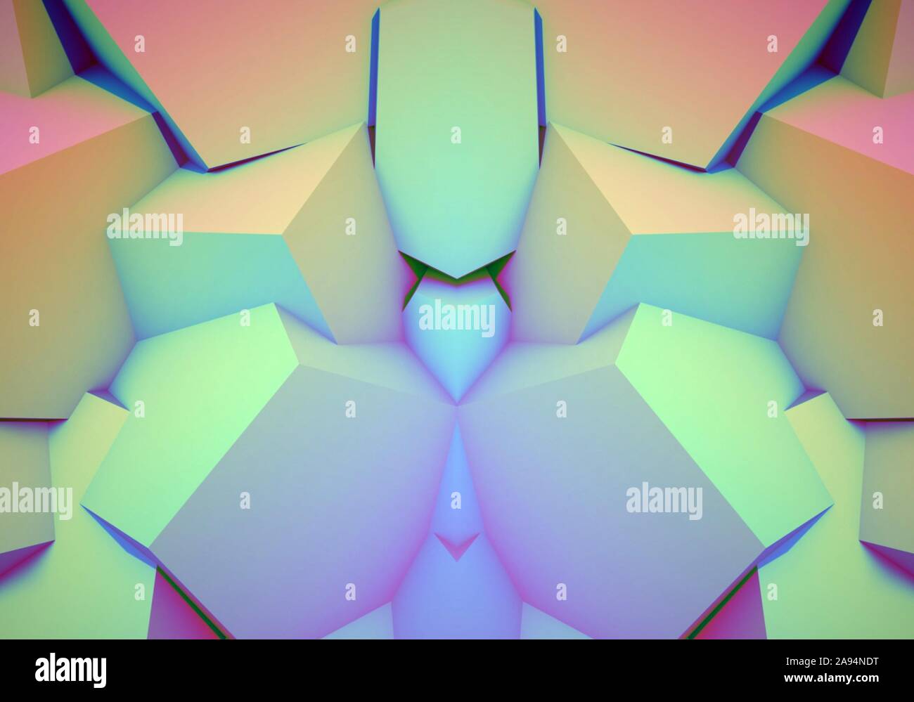 Abstract background with symmetric 3d shapes and vibrant colors Stock ...
