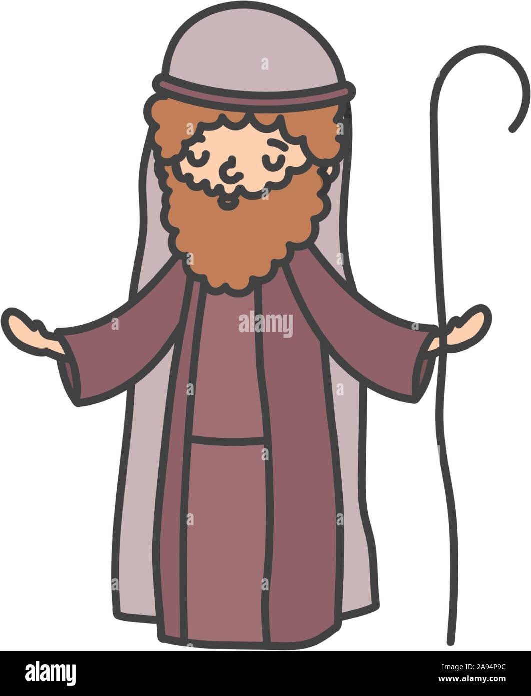 joseph character manger nativity, merry christmas vector illustration ...