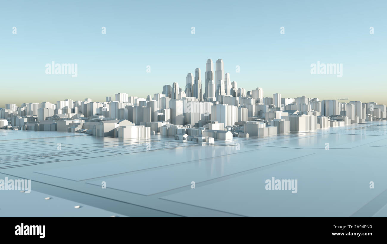 Abstract Modern High Quality City Panorama in Sunny Day. Technology ...
