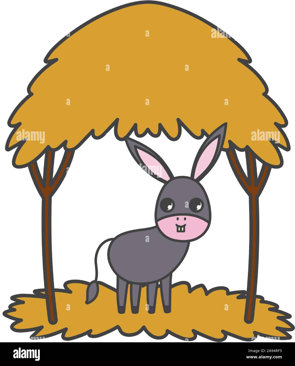 donkey hut nature outdoor cartoon design vector illustration Stock ...