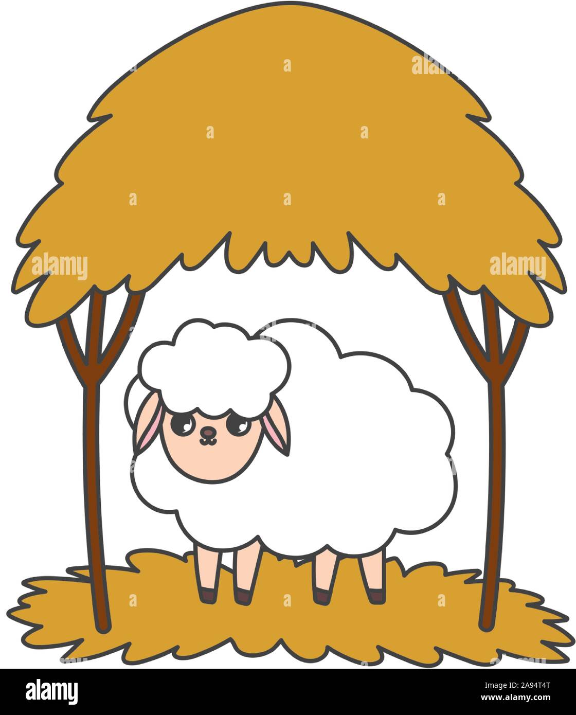 sheep hut nature outdoor cartoon design vector illustration Stock ...