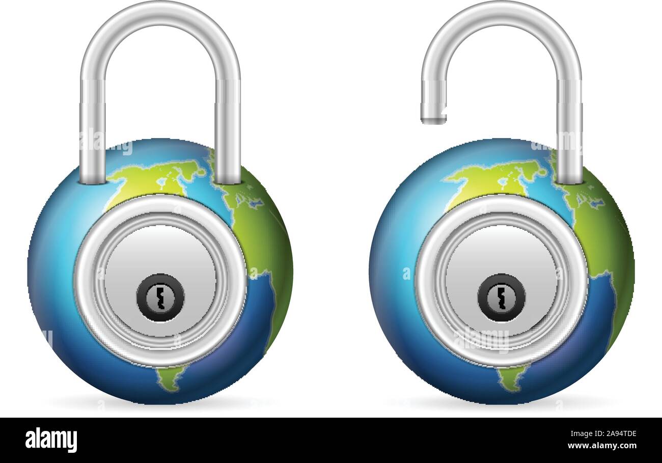 Padlocks globe on a white background. Vector illustration Stock Vector ...