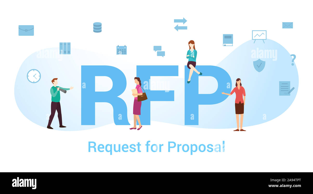 rfp request for proposal concept with big word or text and team people ...