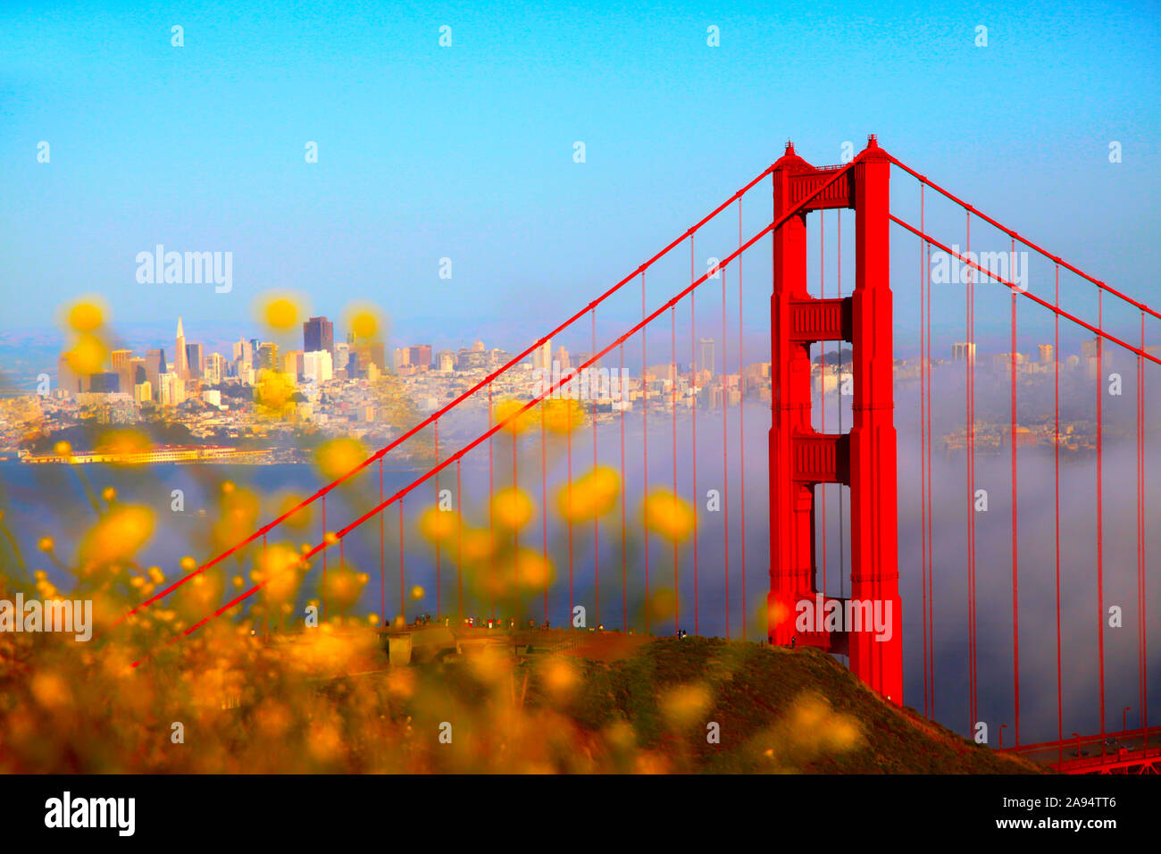 The World-wide famous Suspension bridge - Golden Gate Bridge in San ...