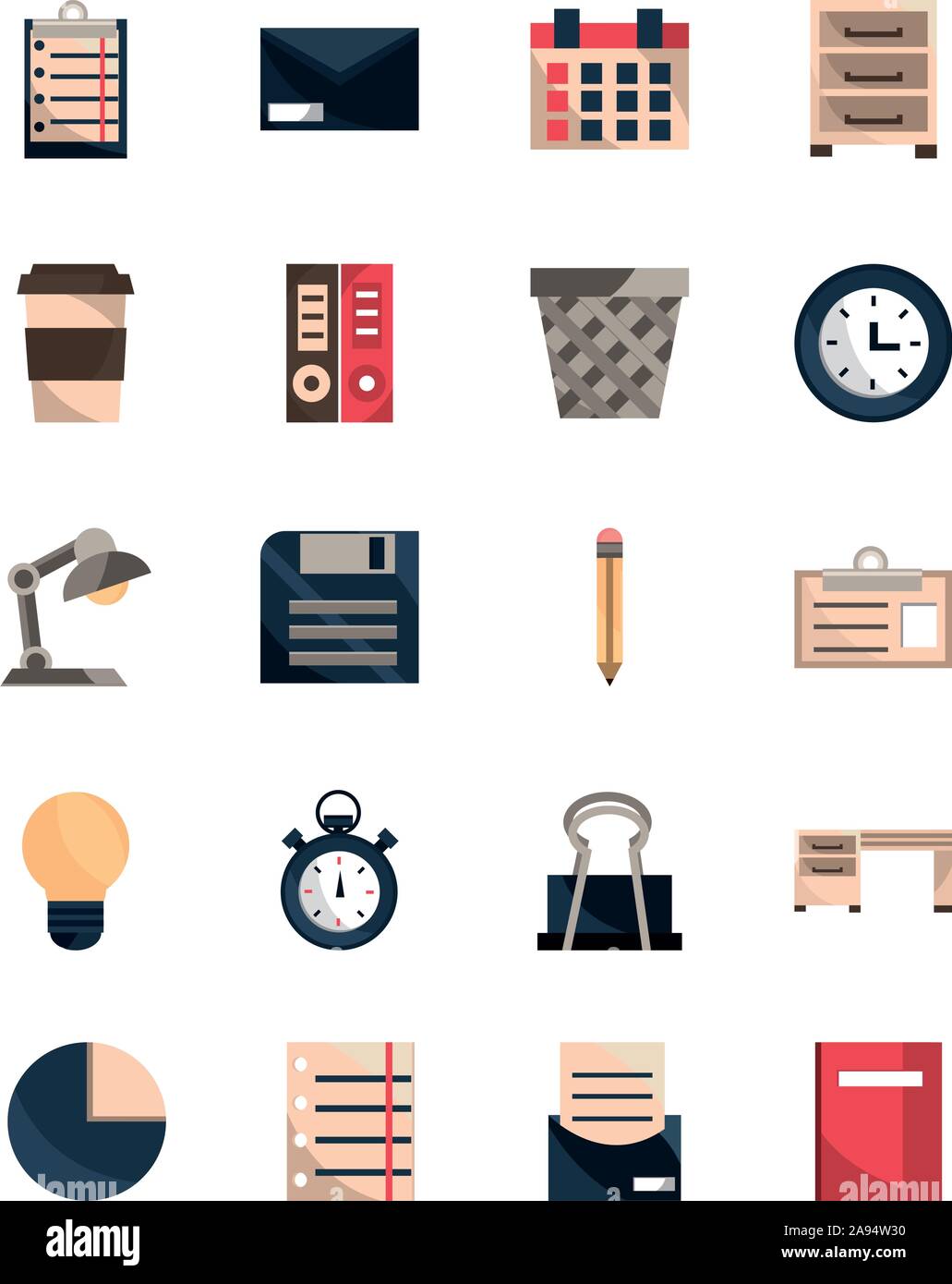 office work business equipment icons set vector illustration Stock ...