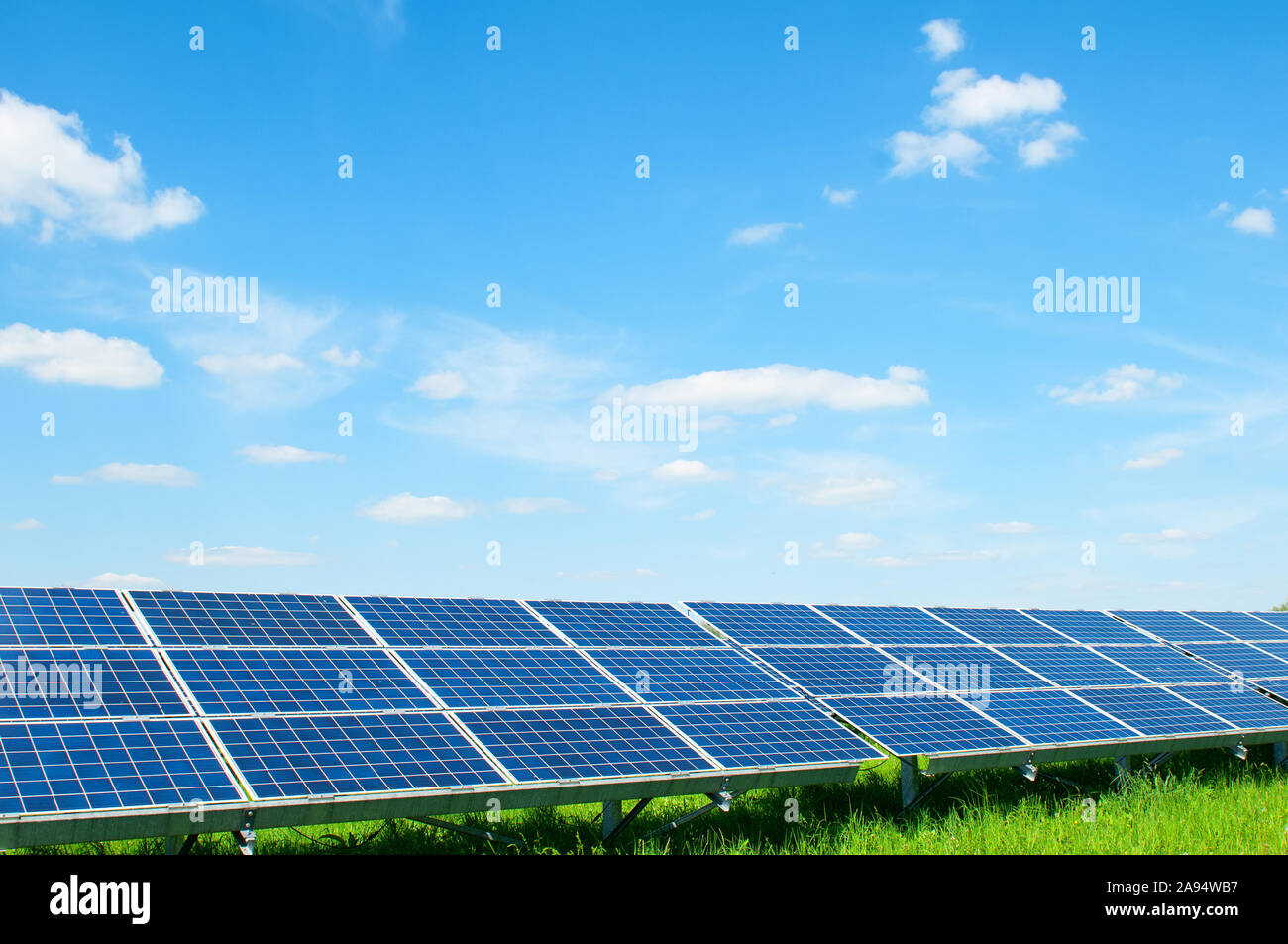 Solar panels and blue sky. Solar panels system power generators from ...