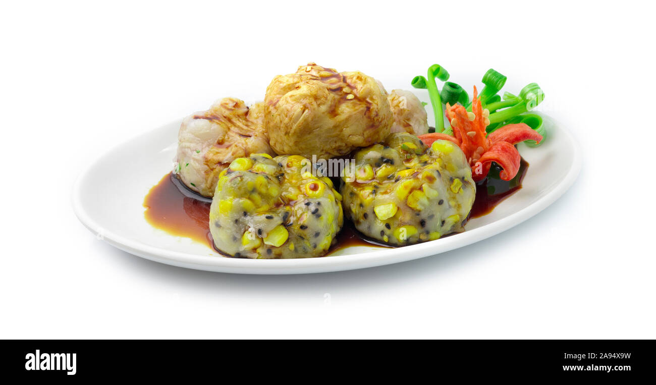Chinese chives Dumplings or Garlic Chives Dim Sum Rice Cake inside with ...