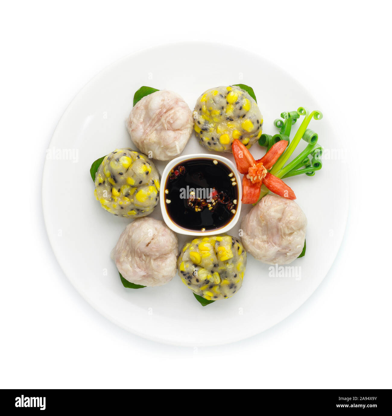 Chinese chives Dumplings or Garlic Chives Dim Sum Rice Cake inside with ...