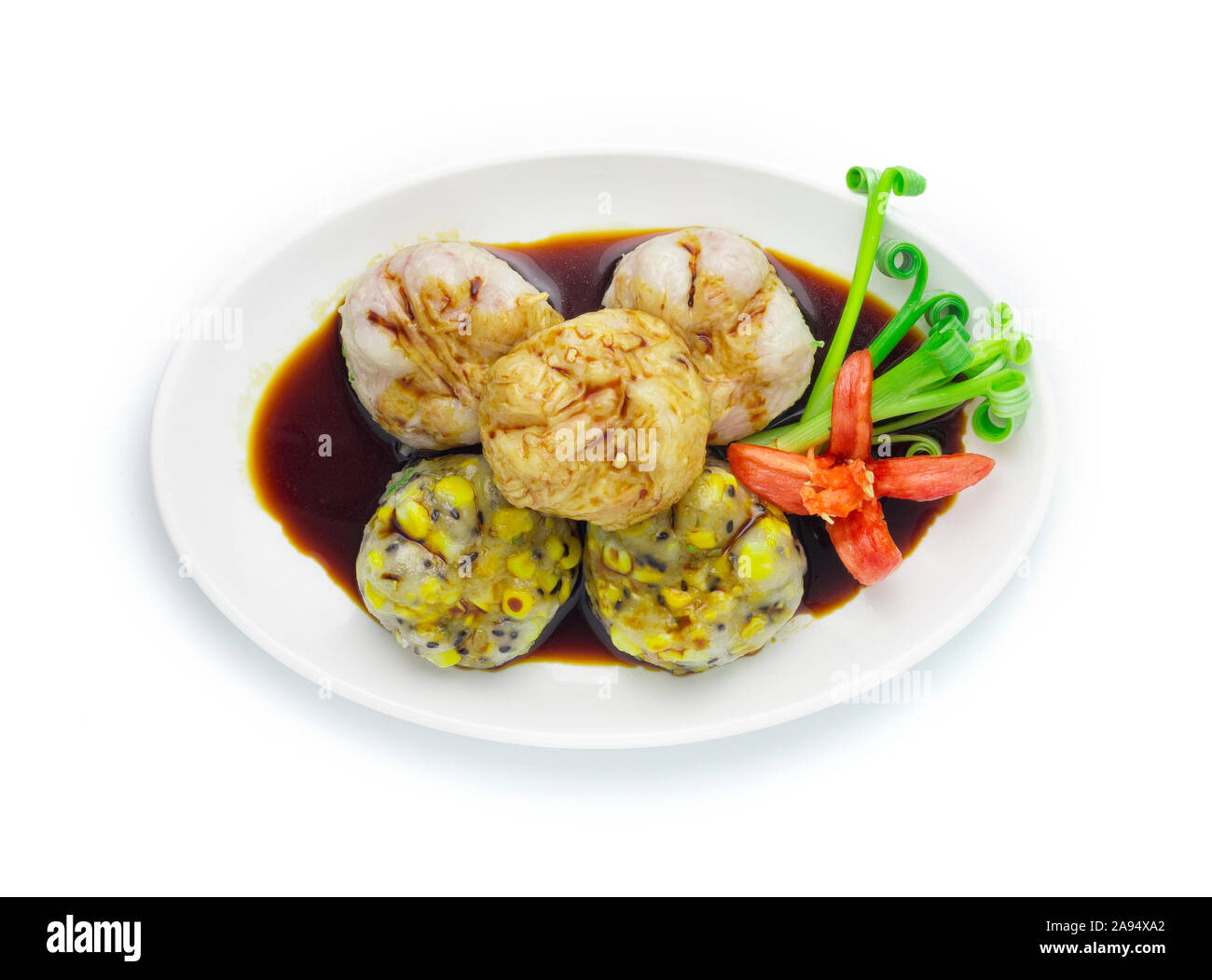 Chinese chives Dumplings or Garlic Chives Dim Sum Rice Cake inside with ...