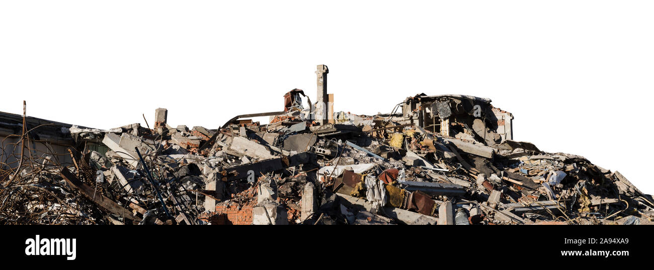 Pile of rubble from a dismantled building at a demolition site Stock ...
