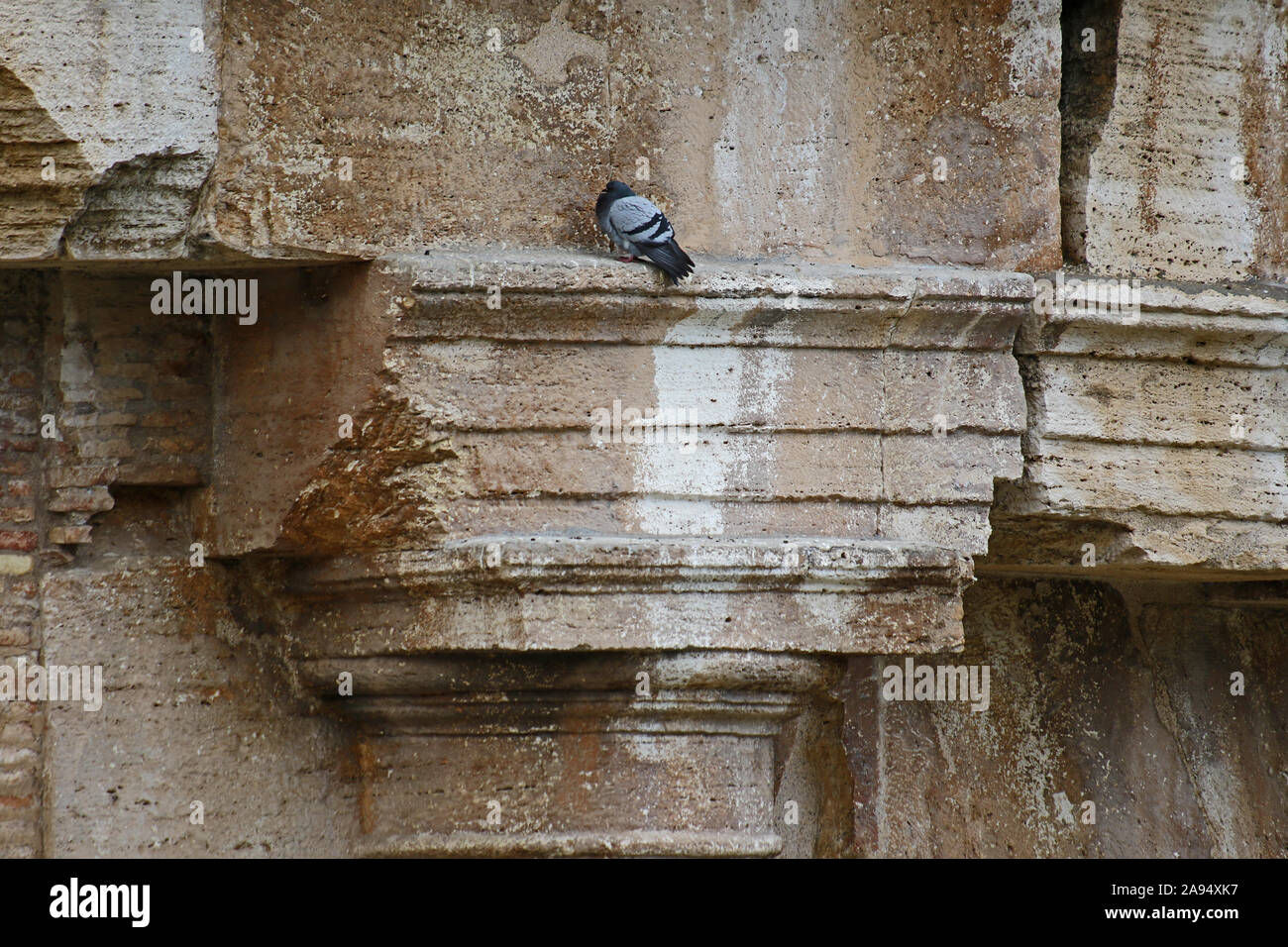 detail of the pillars outside the Colosseum in Rome, Italy one of the ...