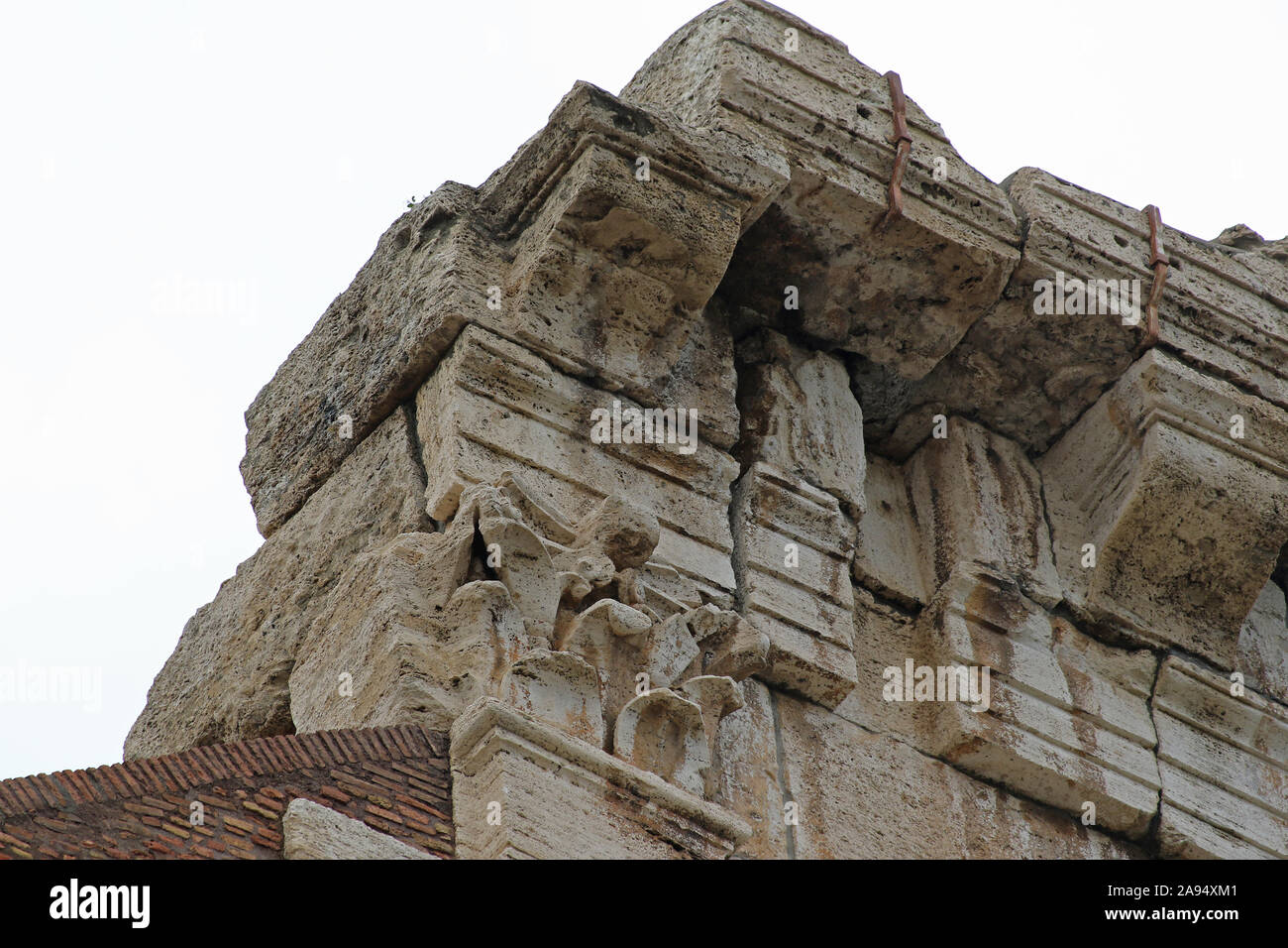 detail of corinthian columns outside the Colosseum in Rome, Italy one ...