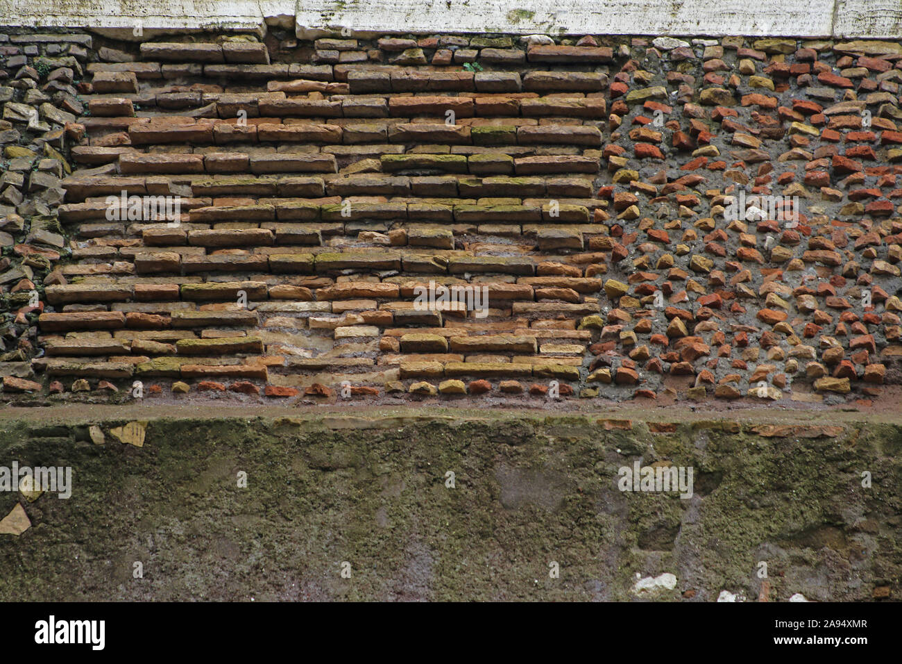 detail of Roman brickwork at the end of the Via Sacra running from the ...