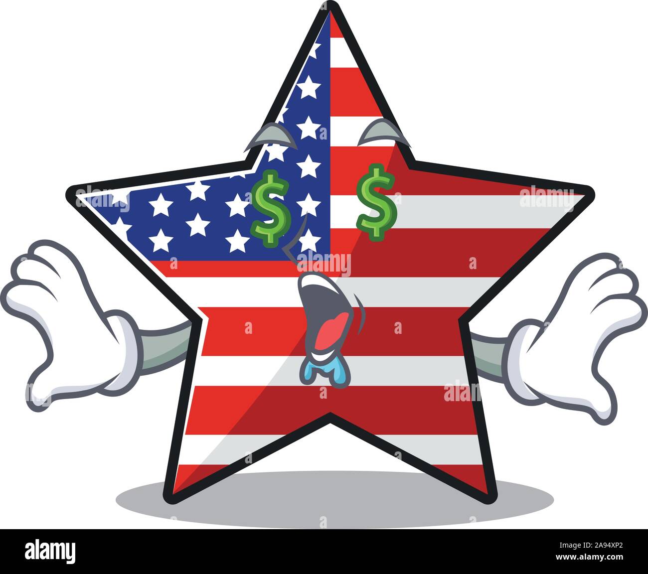 Cute usa star money eye cartoon design character Stock Vector Image ...